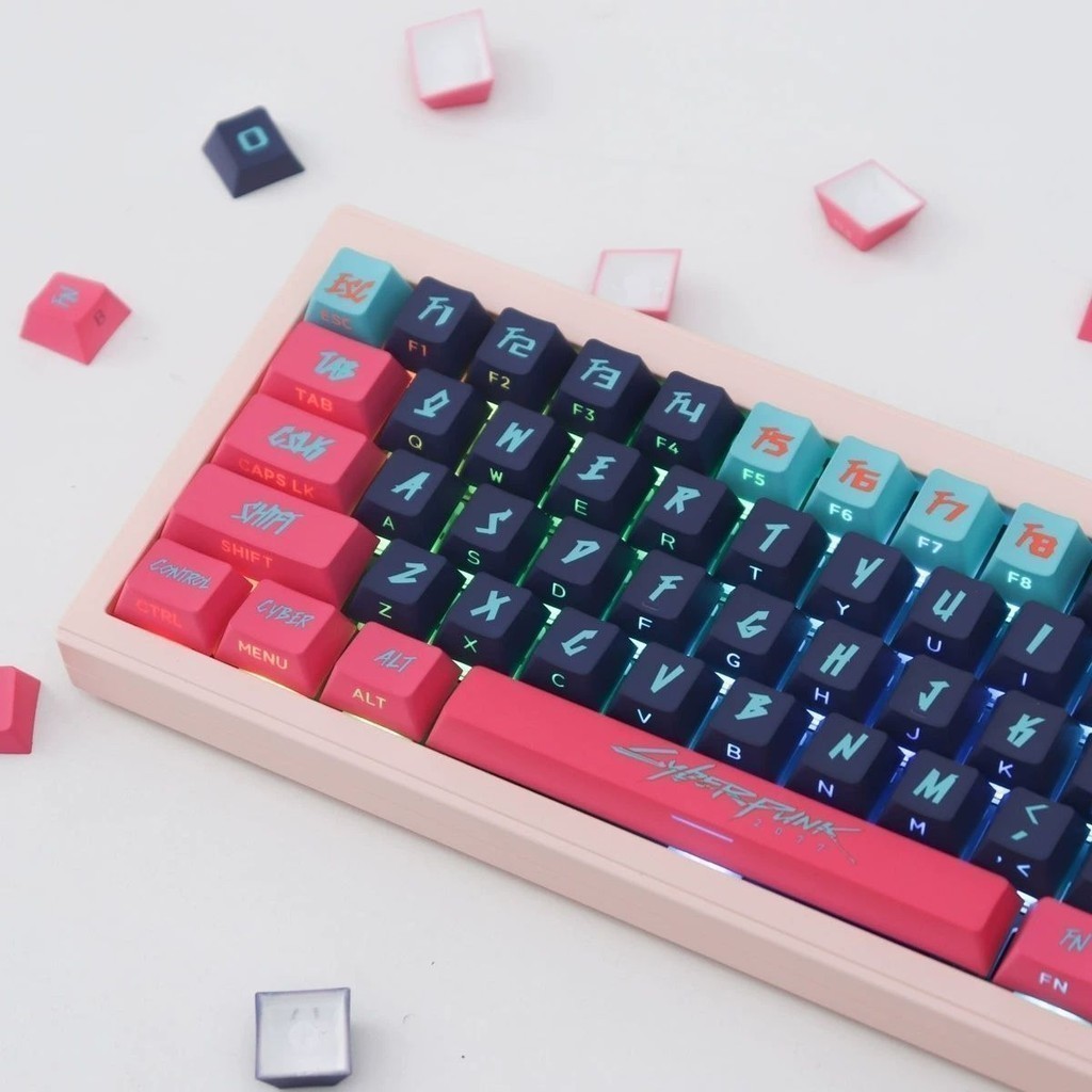 Translucent Cyberpunk Keycap Letter Side-engraved Cherry Profile PBT ...