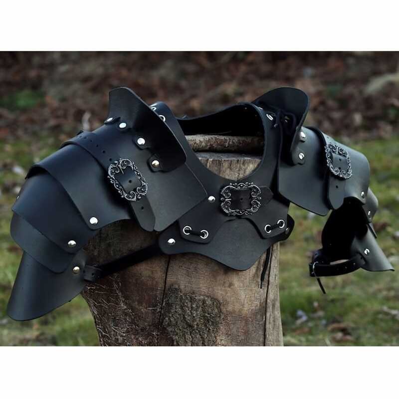 Roman Medieval Steampunk Gladiator Warrior PU Leather Shoulder Armor ...