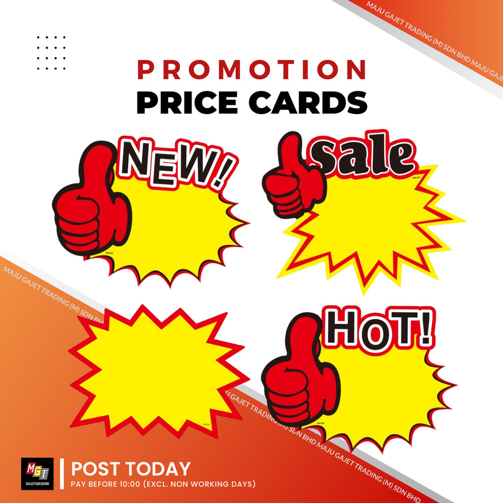 Pop Card Price Tag Yellow Kad Tanda Harga Label | Shopee Philippines
