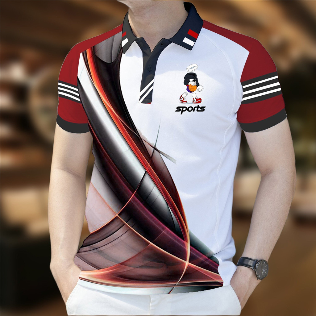 RC-Men's Polo Shirt, Casual Shirt Printed Short-sleeved POLO Shirt ...