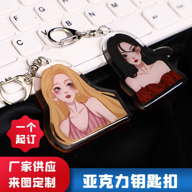 Acrylic keychain DIY photo pendant double-sided transparent adhesive ...