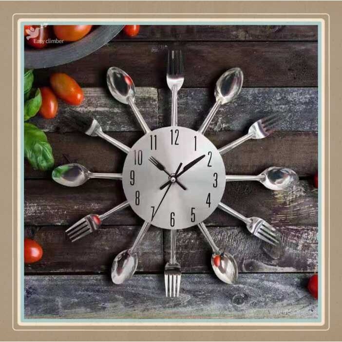 sier cutlery kutsara retro pader orasan modernong dekorasyon kusina ...