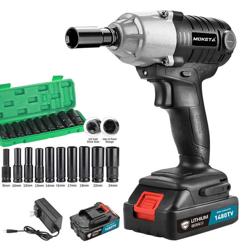 Impact Wrench Cordless Brushless Ratchet Driver gamit ang 2 Batteries ...