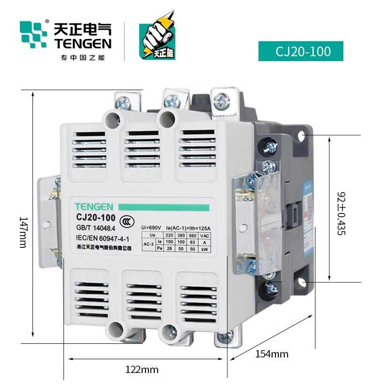 TENGEN Tianzheng Electric CJ20-100A AC 220V 380V star delta starting contactor | Shopee Philippines