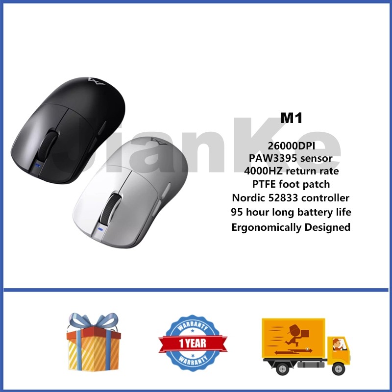 ♞Monka M1 Wireless Mouse PAW3395 26000DPI Lightweight Three Mode Gaming ...