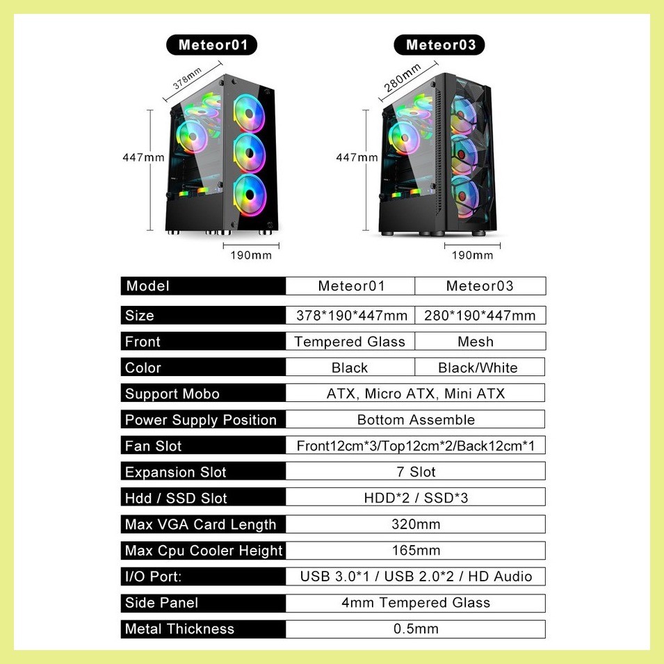 INPLAY Meteor 01/meteor 03 Desktop Computer gaming case cpu case ...