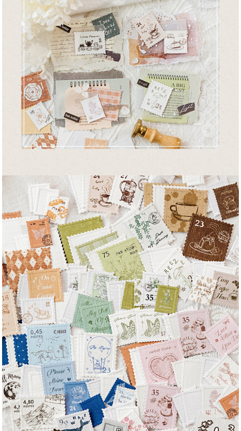 ENWEI 20 Pcs [Paper Stamp Series] Embossed Stamp Ledger Stickers ...