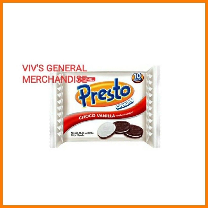 ∨ ♥ Presto Cream Choco Vanilla Sandwich Cookies ( 30g x 10s ) | Shopee ...