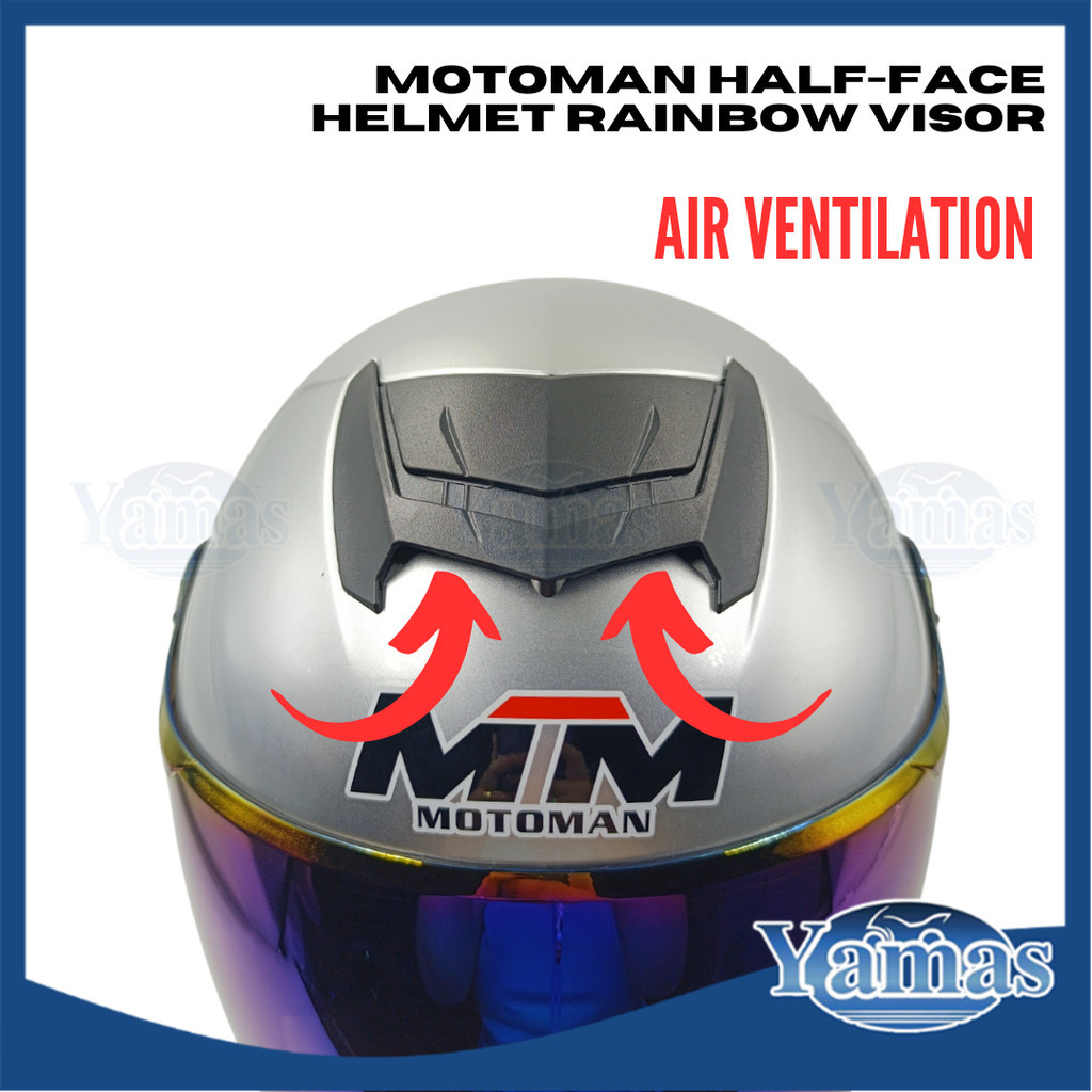 MOTOMAN HALF FACE HELMET RAINBOW VISOR MTM-102-RAINBOW MOTORCYCLE YAMAS ...