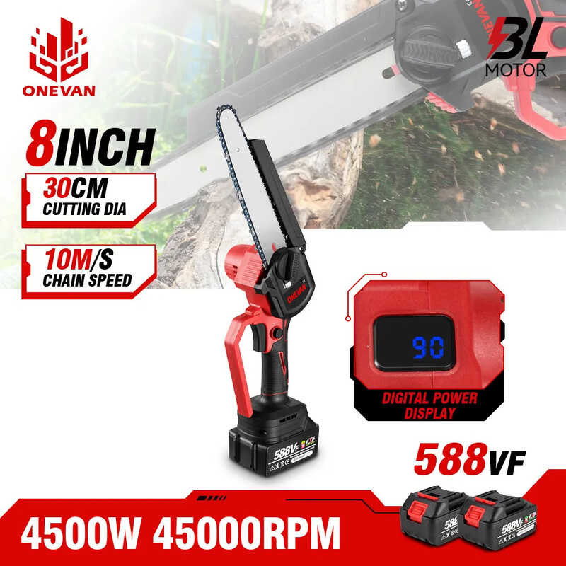 8 Inch ONEVAN Brushless Chain Saw Cordless Pruning Electric Saw ...
