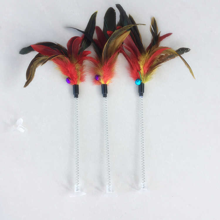Swinging tasa ng sanggol spring feather cat teaser stick sa kampanilya ...