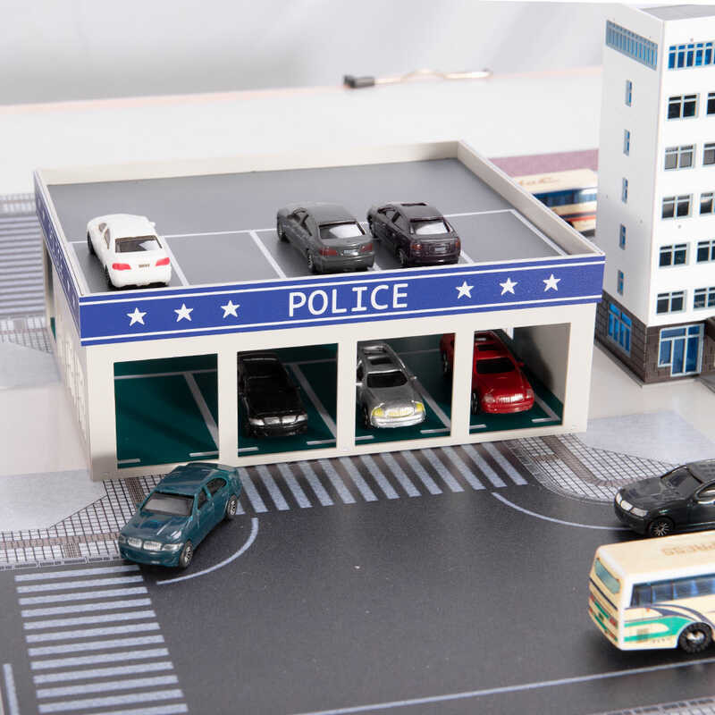 Scale 1/64 Police Station Garage - Assembly Model Diy Building Sand ...