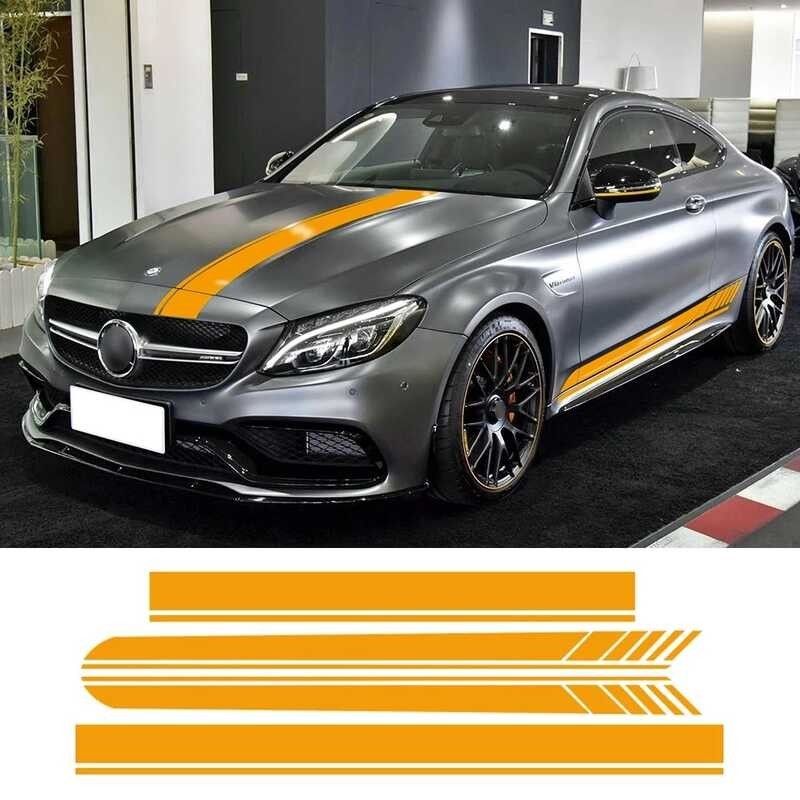 6F Mercedes Benz C63 Car Sticker Coupe W205 AMG C-Class Body Side Skirt ...