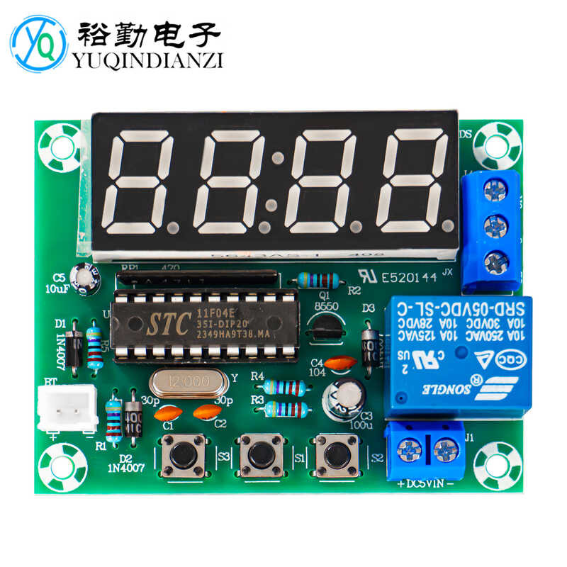 Single chip microcontroller four digit digital display cycle timer circuit kit timer timer swit ...