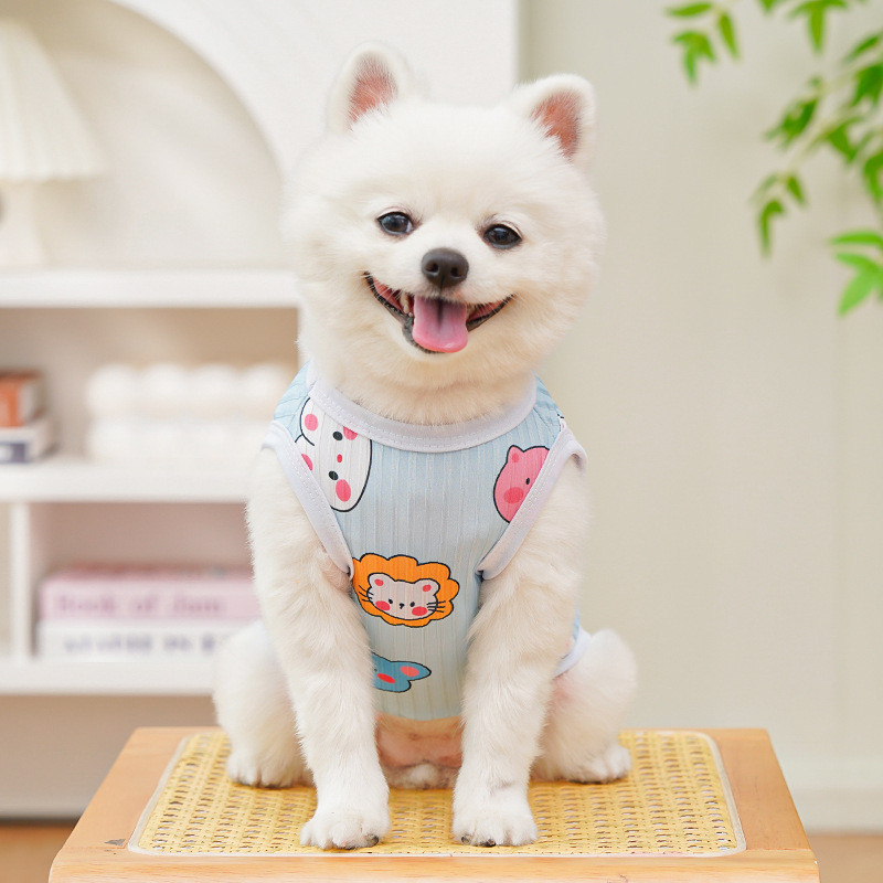 Cute Cartoon Dog Vest Ice Silk Cat Tshirt Elasticity Pet Clothes for ...