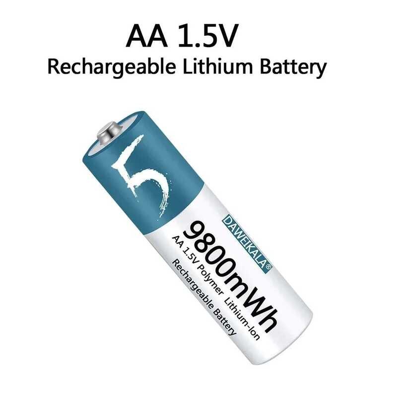 AA Battery 1.5V Li-Ion AA Rechargeable Battery 9800Mwh AA Lithium-Ion ...