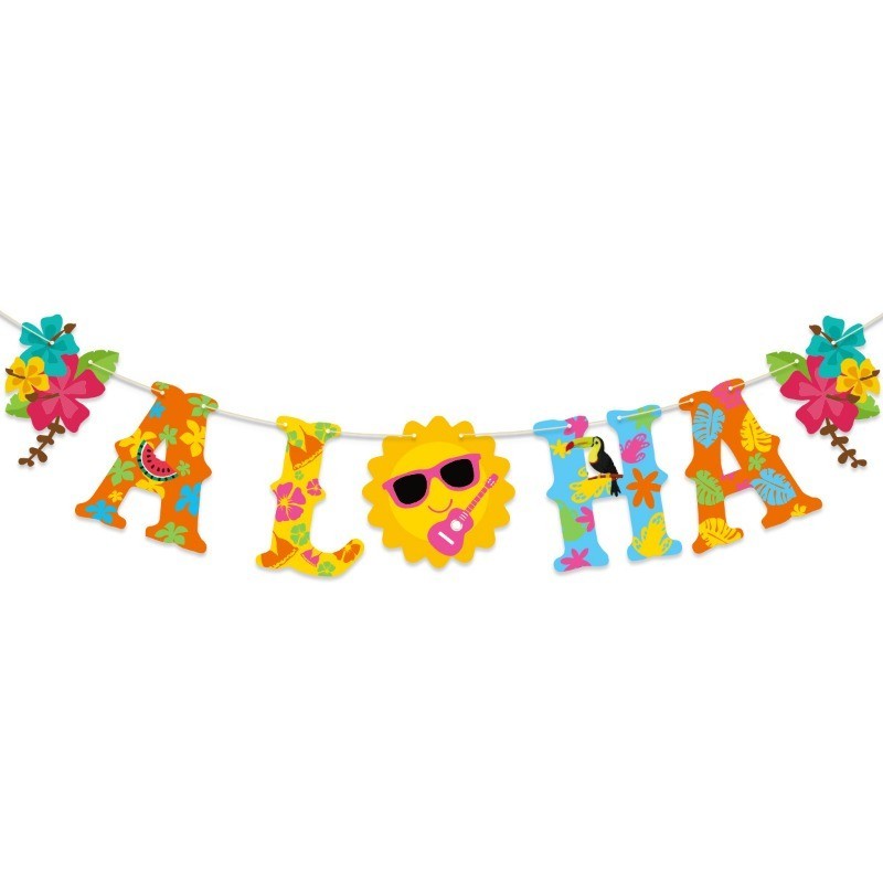 Hawaii banner Summer beach party decoration pineapple flamingo flowers ...