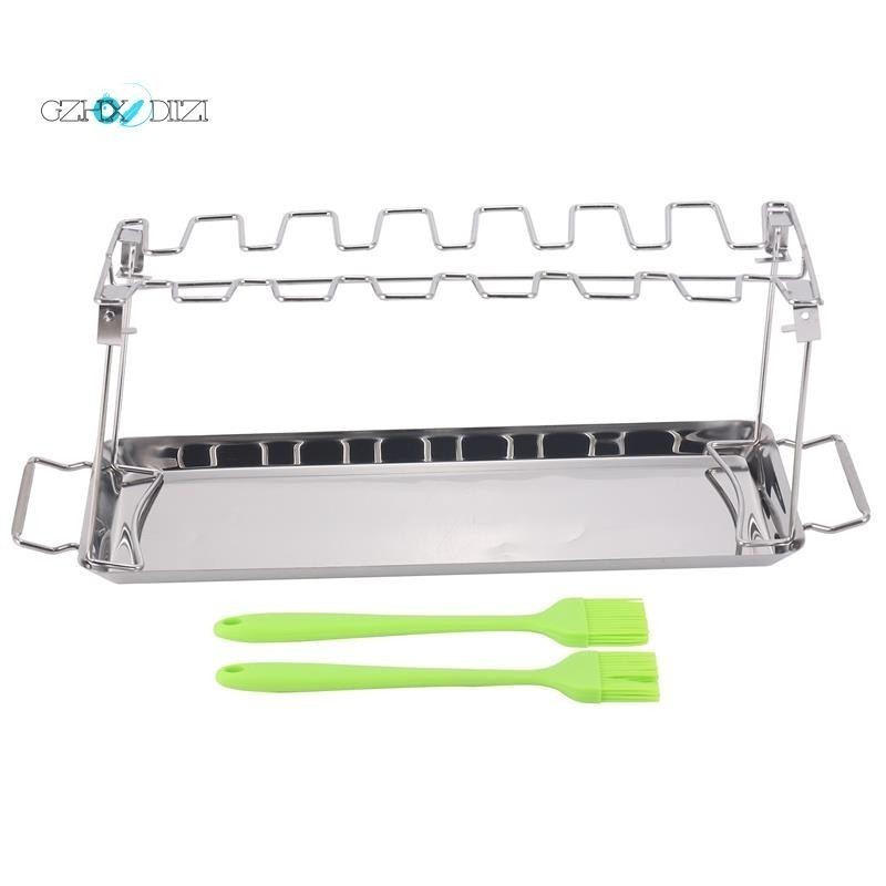 Chicken Leg Wing BBQ Grill Rack,Stainless Steel Roaster Stand with Drip ...