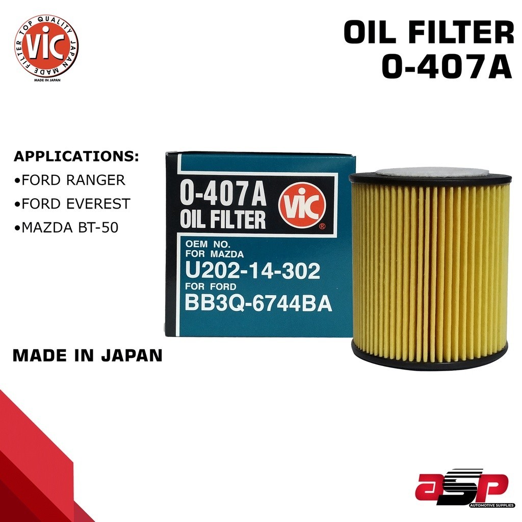 ஐ VIC Oil Filter Element Type O-407A for Ford Ranger, Everest, Mazda BT ...