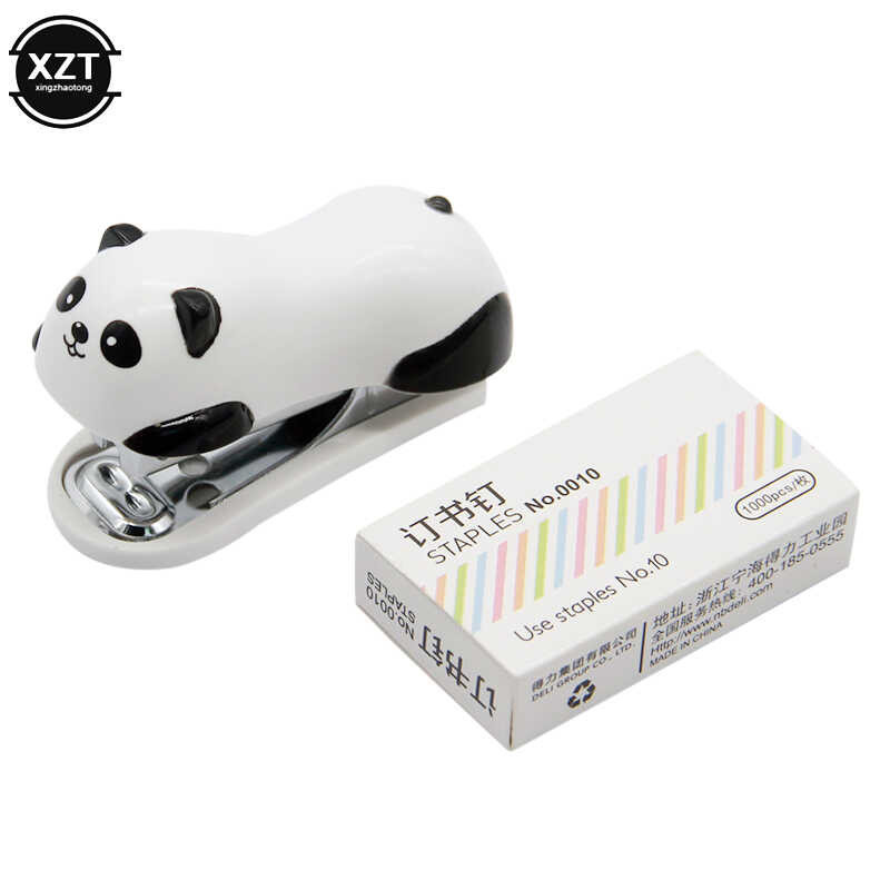 Mini Panda Stapler Set Cartoon Office Supplies Staionery Paper Clip Binding Binder Book Sewer ...