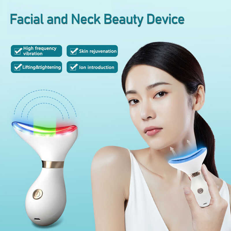 LED Radiofrequency Photon Neck Massager USB Charging High Frequency ...