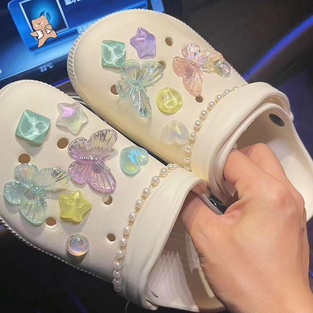 Fashion Round Crystal Jibbitz Charm Butterfly Jibits Crocs Gemstone ...