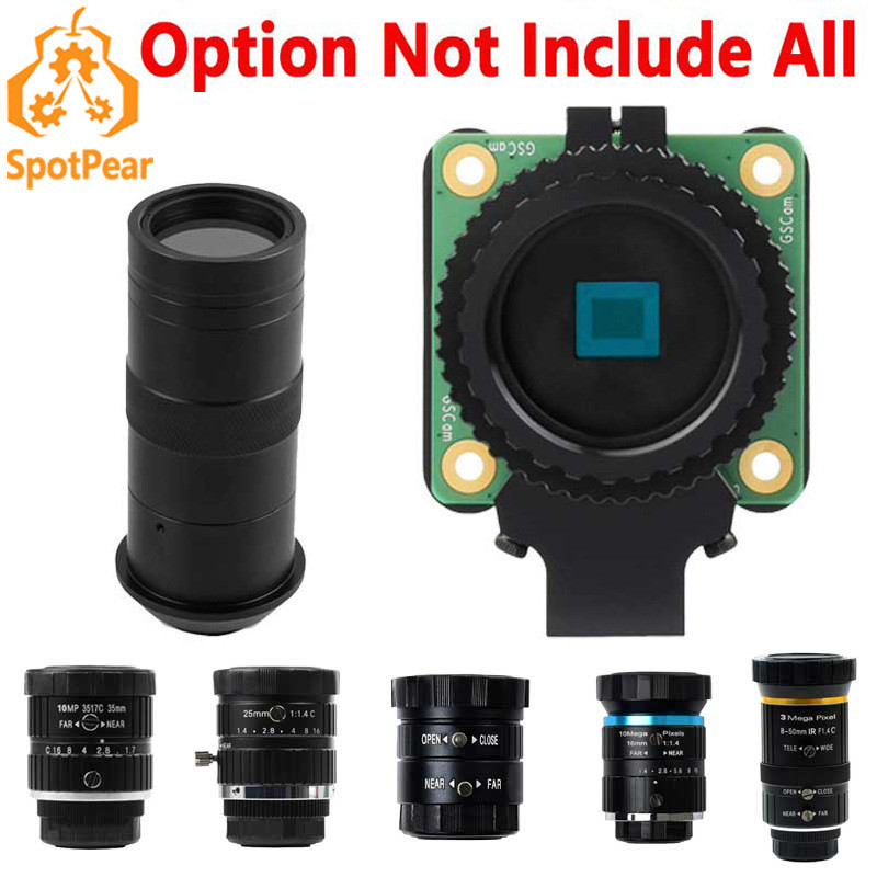 Raspberry Pi Global Shutter Camera Telephoto/100X-Microscope/Zoom CS/C Lens 1.6MP IMX296 ...
