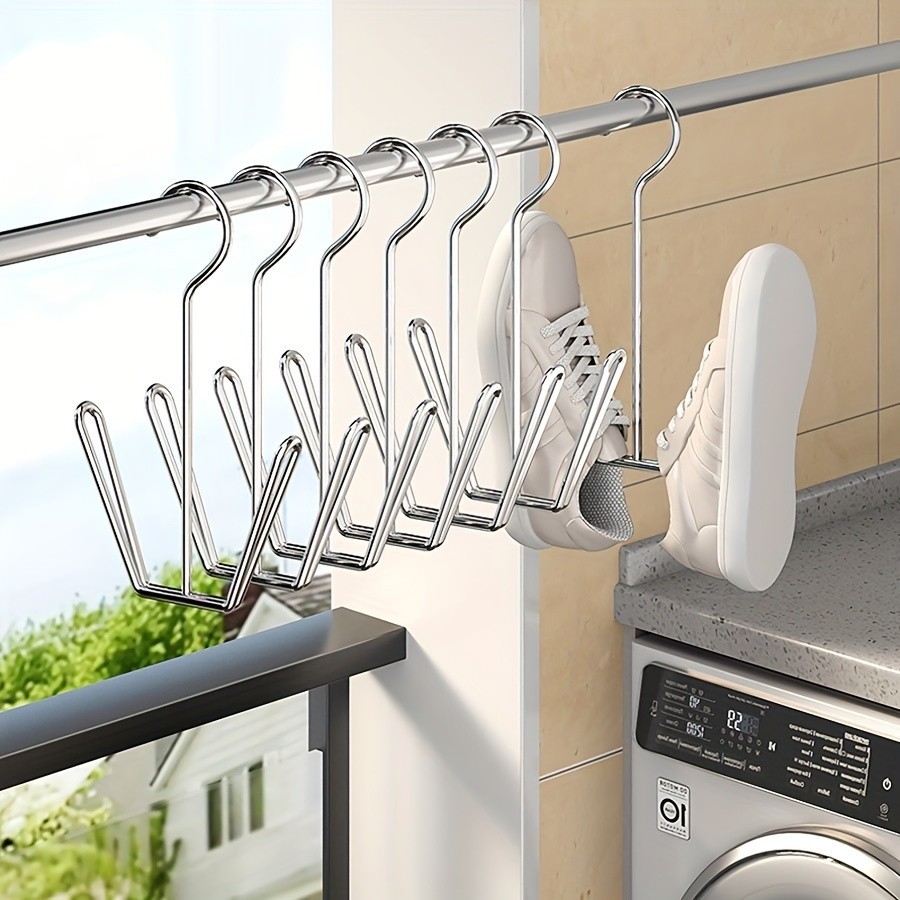 1/3PCS Stainless Steel Shoe Drying Rack Metal Hanging Shoe Organizer ...