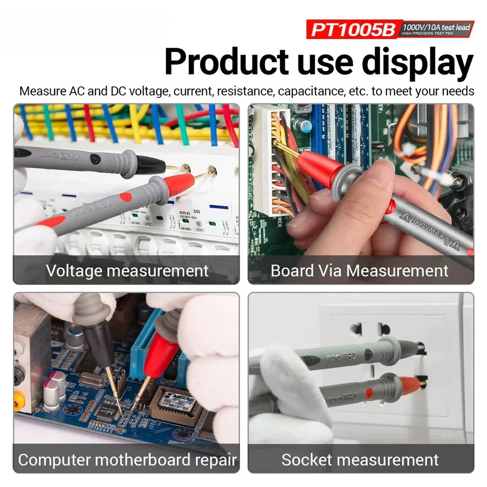 PT1005B 10A 1000V Digital Multimeter Probe Universal Test Lead Needle ...