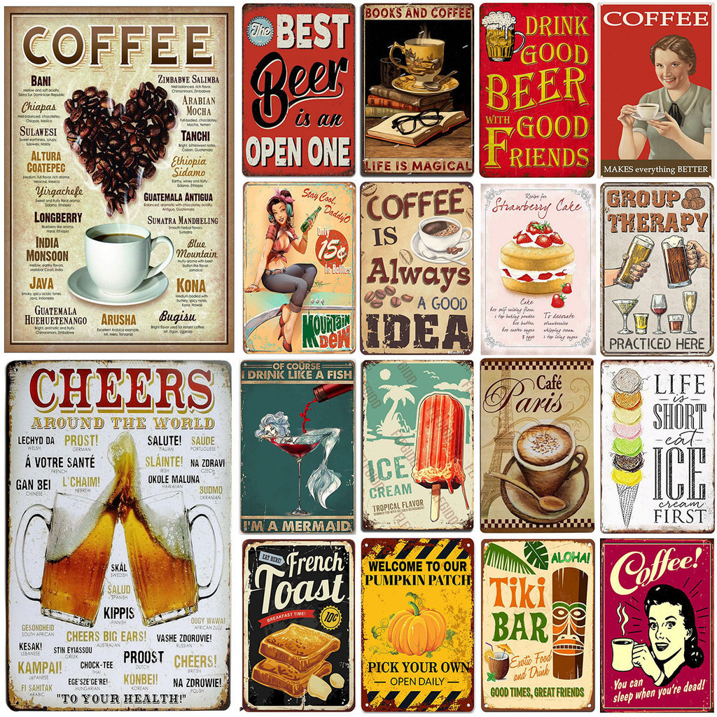 Reto Metal Bee Tin Sign Metal Tin Signs Metal Wall Decoations Vintage ...