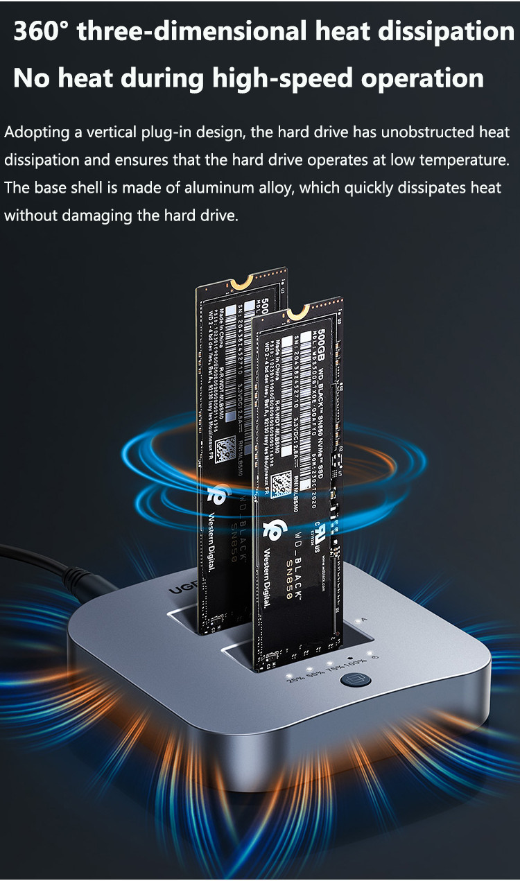 UGREEN M.2 NVMe Cloner Dual-Bay NVMe Docking Station USB C to NVMe SSD ...