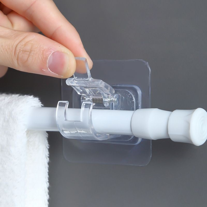 Curtain rod hook clamp retainer non-punch-paste bracket clamp cross rod Door curtain expansion ...
