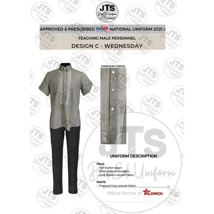 DepEd Uniform National Teaching Uniform for Male (TELA ONLY) | Shopee ...