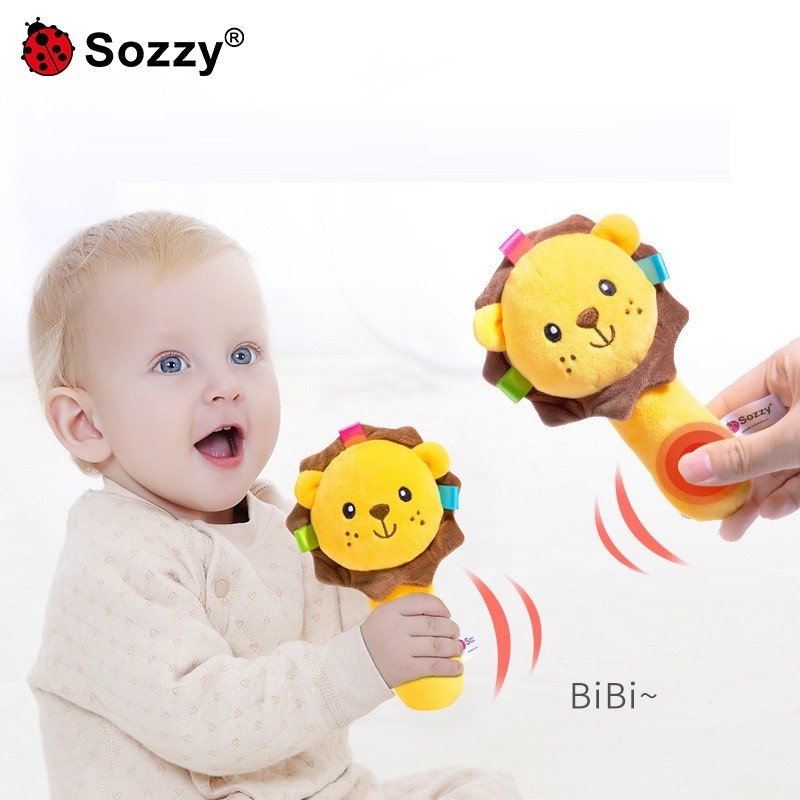 Animals Baby Rattles Soft Plush Toys Handing BB Sounder bell Wrist ...