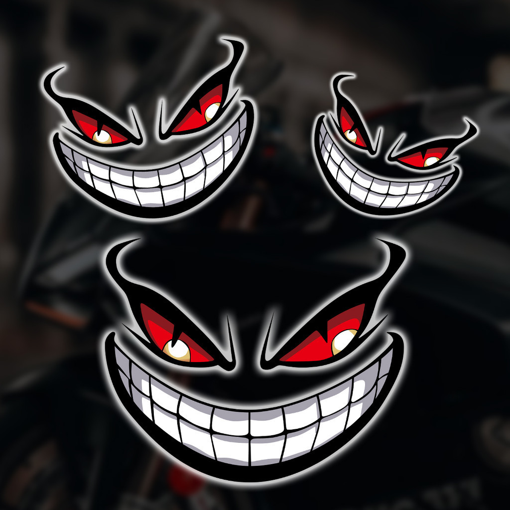Funny Demon Eyes Sticker Reflective Evil Eyes Motorcycle Helmet Body ...