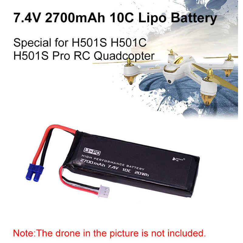 Huban Drone Lipo Battery 7.4V 2700mAh 10C H501S-14 para a H501C H501S ...