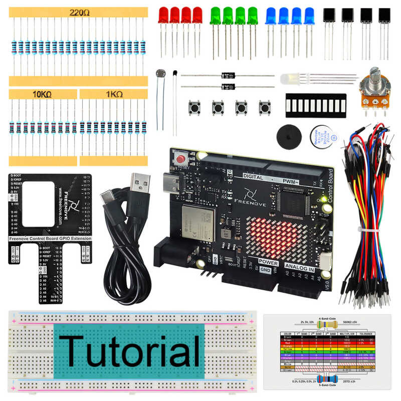 Basic Freenove Starter Kit For Arduino UNO R4 V5 Wifi Mini, Arm Cortex ...