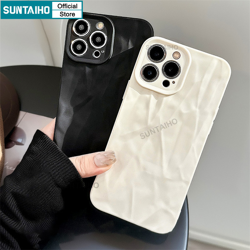 Suntaiho Aesthetic Frosted Black Thin Silicon Soft Bumper Shockproof ...