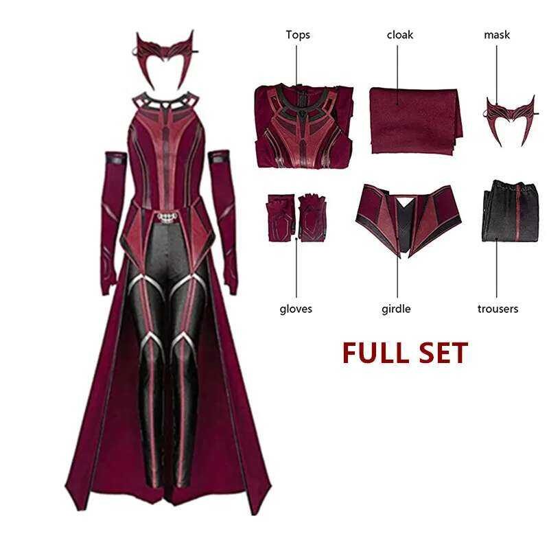 Scarlet Witch Maximoff Wanda Vision Cosplay Costume Headwear Cloak And ...