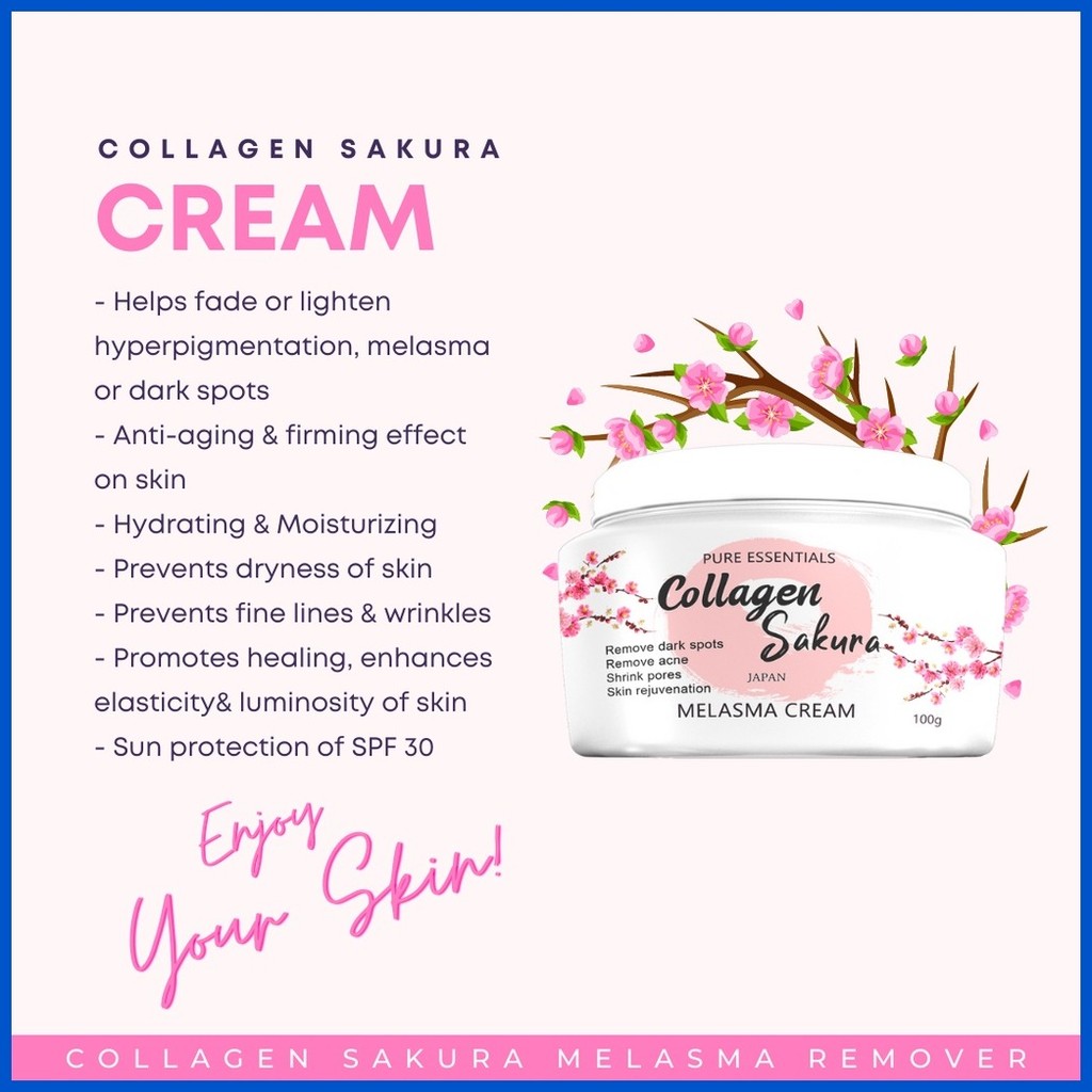 Collagen Sakura Melasma Cream 100g with Sunscreen for All Types of Skin ...