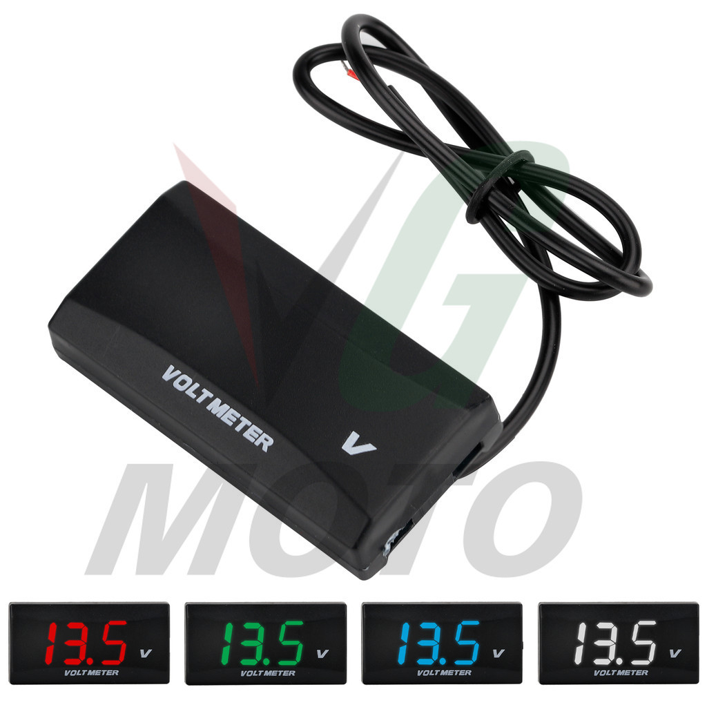 Motorcycle Digital Voltmeter 12V Waterproof Battery LED Voltmeter with ...