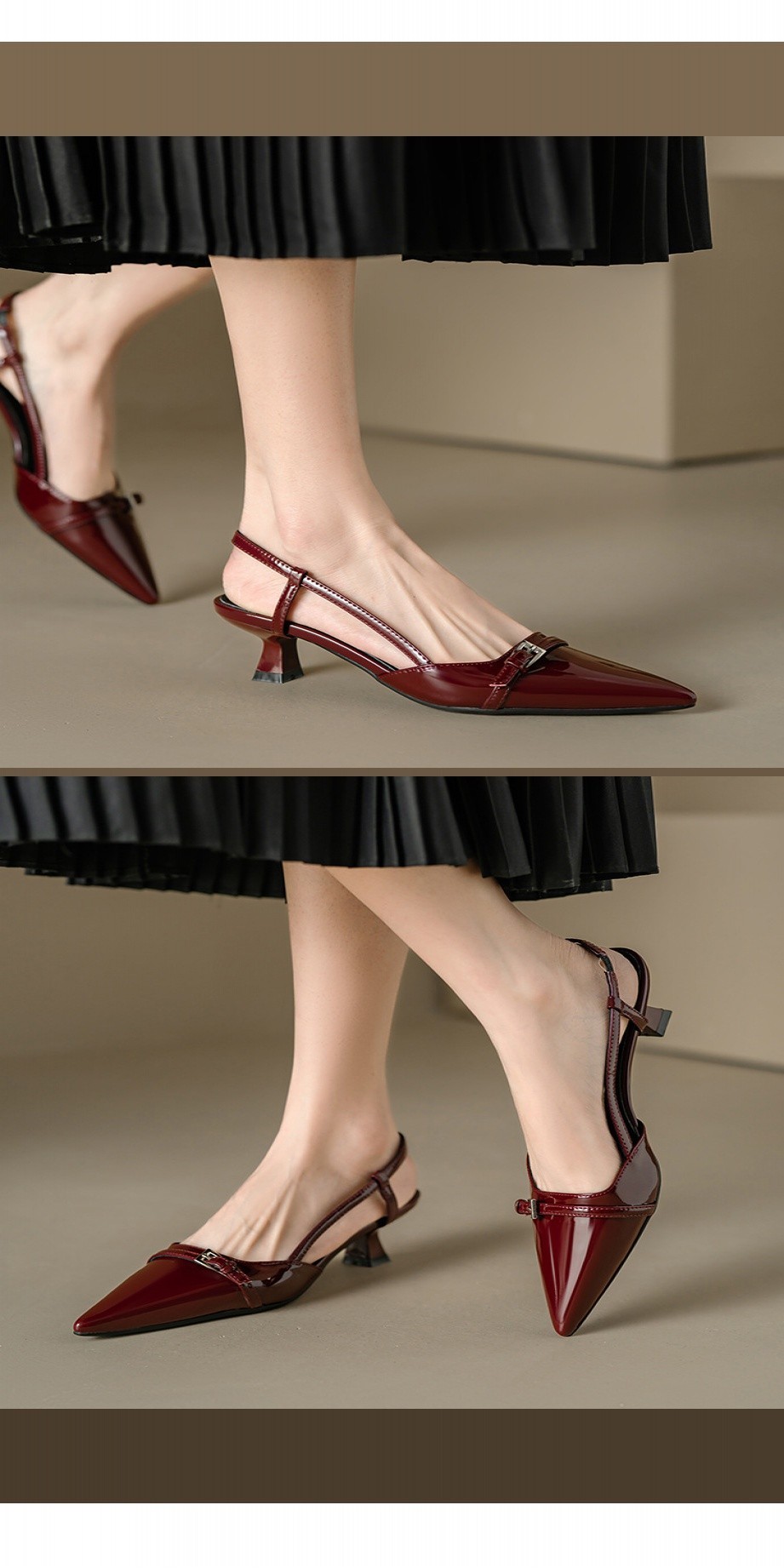 JKBH New Summer Pointed Heels 2 inch Stiletto Patent Leather Ssandals ...