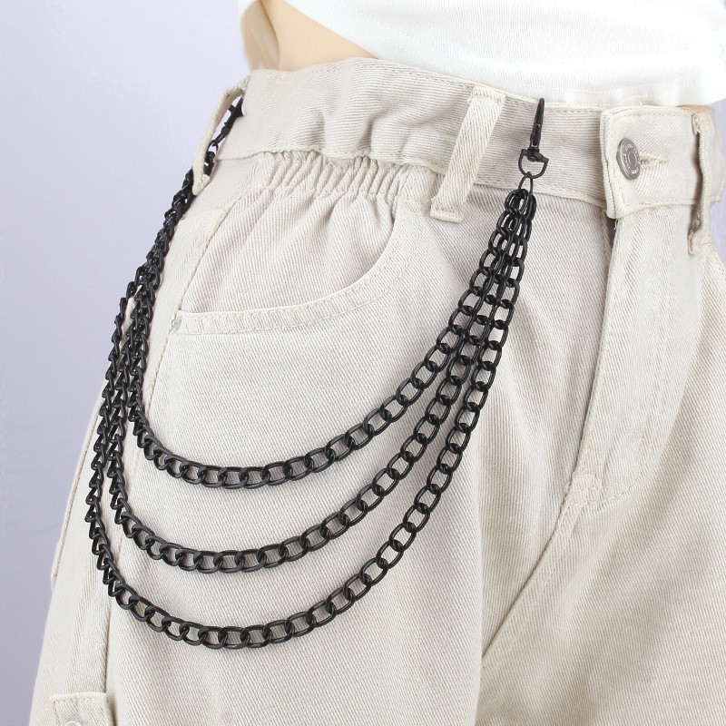Personality Black Multi Layered Pants Chains Cross Pendants for Men ...