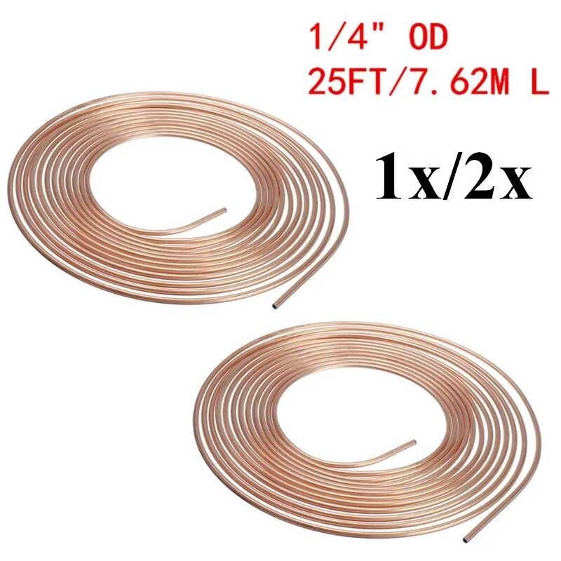 7.62M 1X/2X 25Ft Car Roll Coil Ng 1/4" OD Iron Plating Copper Brake ...