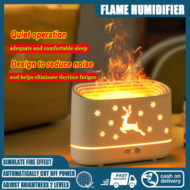 Fire Humidifier Essential Oil Diffuser Realistic Flame Desktop Bedroom ...
