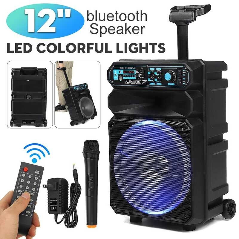12 Inches LED Portable Bluetooth Speaker 2000W Trolley Speakers Home ...