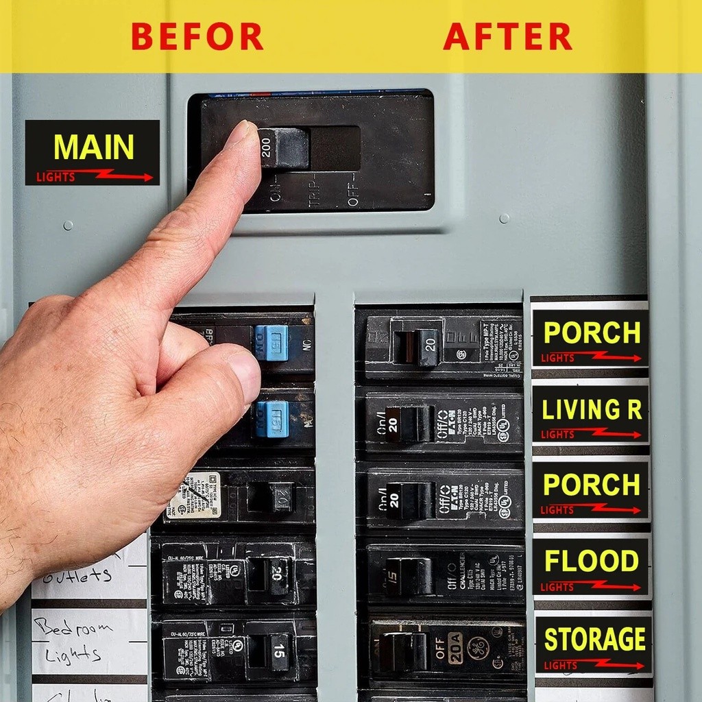1 Sheet Electrical Box Panel Label Sticker Yellow Weatherproof Self ...