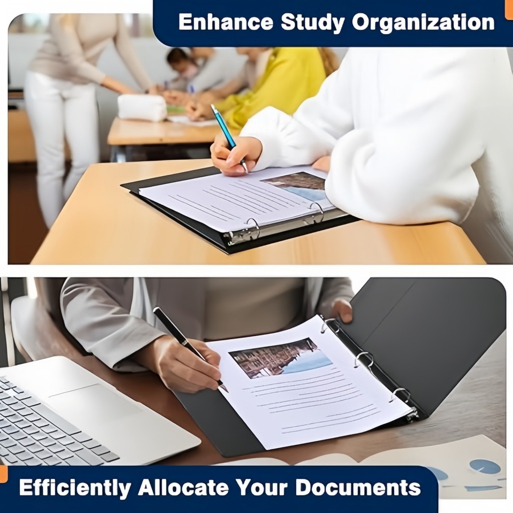 Long 3 Ring Binder Folder Flexible Round Binder File Clip Thick Folder ...