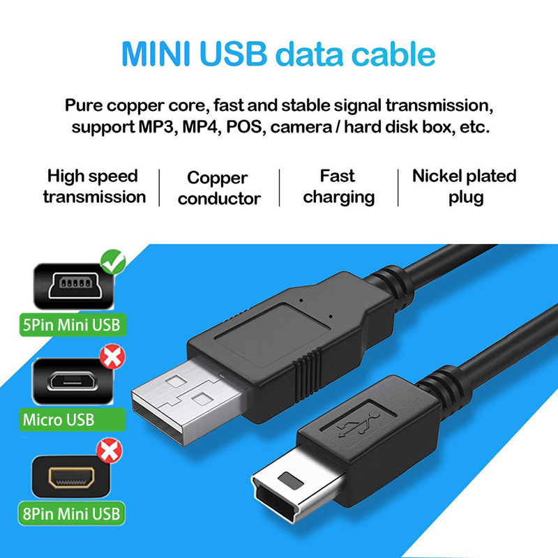 【1-3 Days Delivery】Mini USB Cable 0.5M 1M 1.5M 2M 3M Mini USB Charger ...