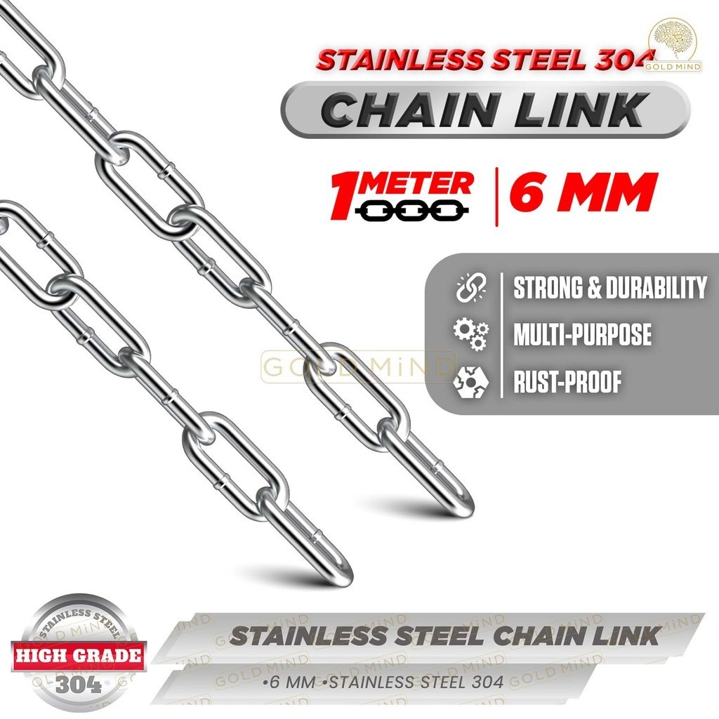 Stainless Steel 304 Link Chain Strong, Heavy Duty Chain & Rustproof ...